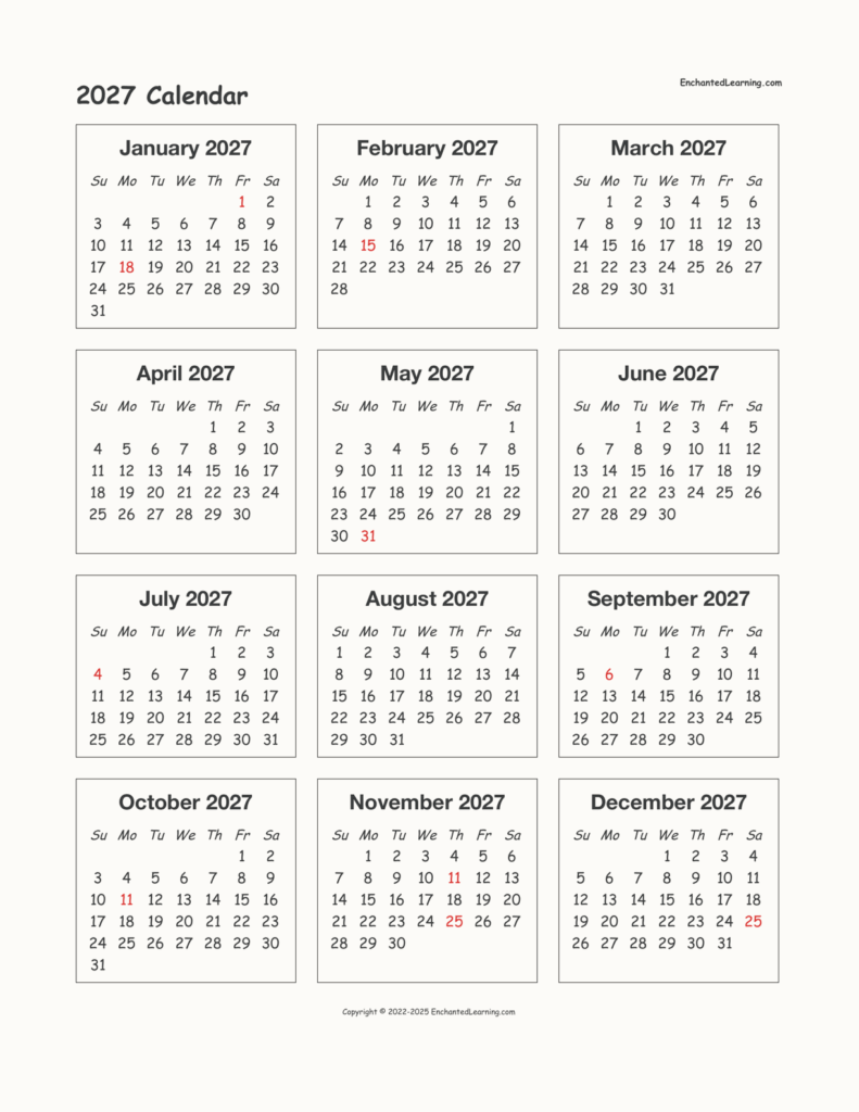 2027 Calendar Printable Free One Page - calendar.sorteasport.com