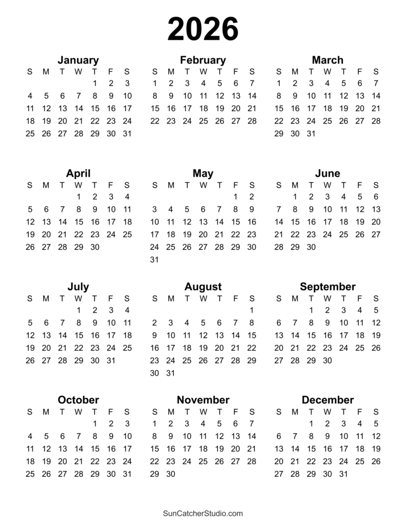 Free Printable Calendar 2026 Portrait - calendar.sorteasport.com