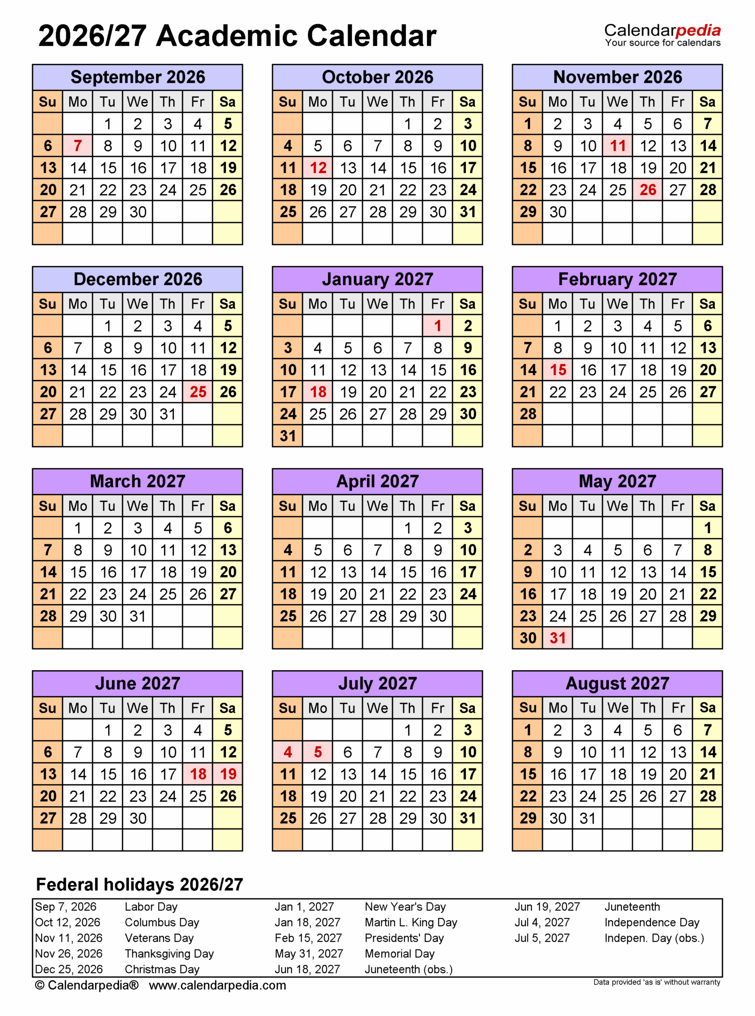 Chamberlain University Calendar 2026 2027 Printable - calendar ...